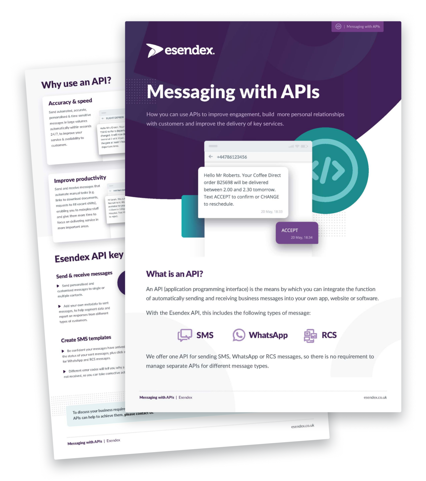 Product Factsheet | Messaging via APIs | Esendex UK