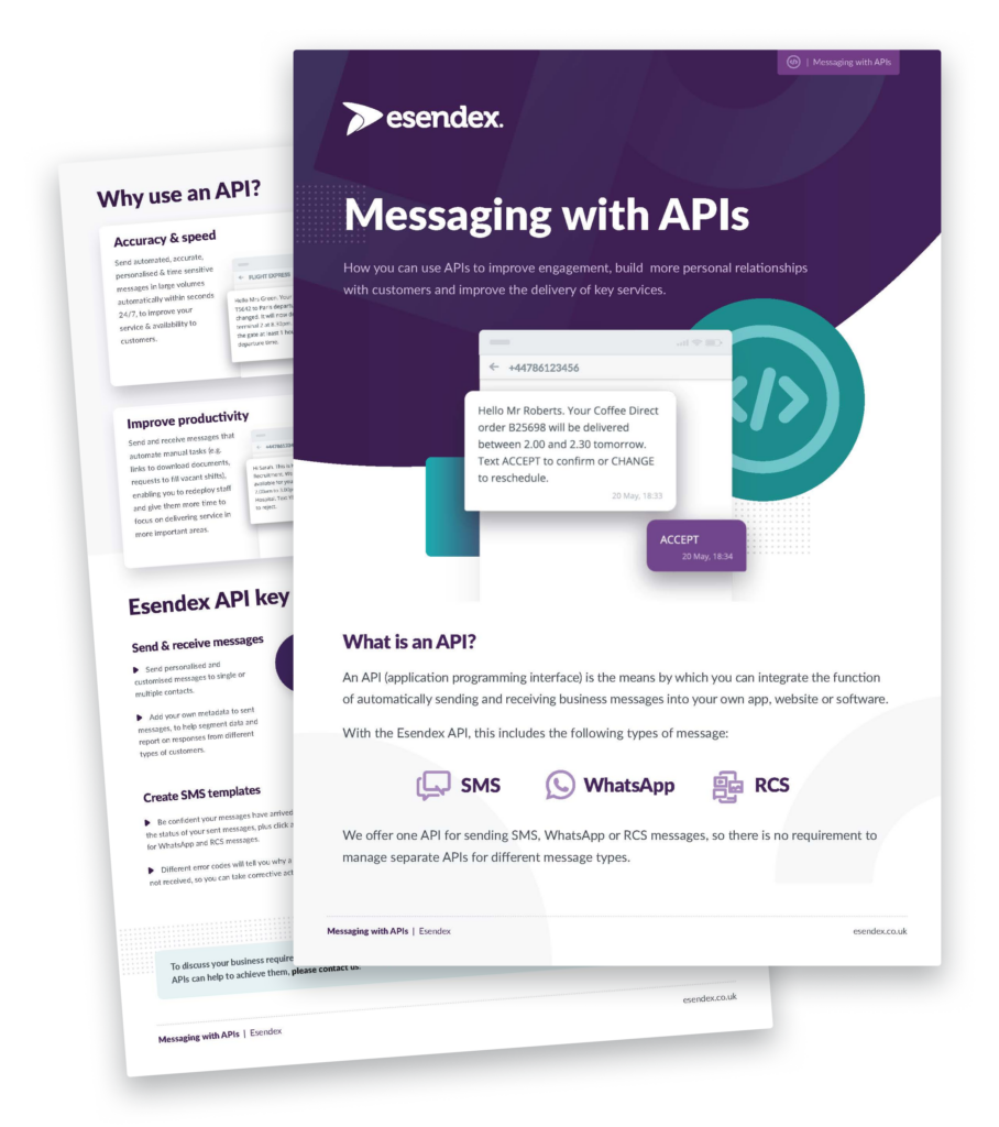 Product Factsheet | Messaging via APIs | Esendex UK